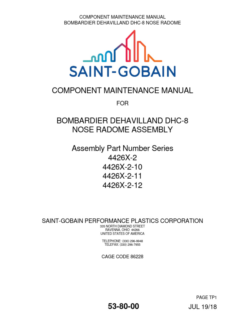 Component Maintenance Manual Bombardier Dehavilland Dhc-8 Nose Radome ...