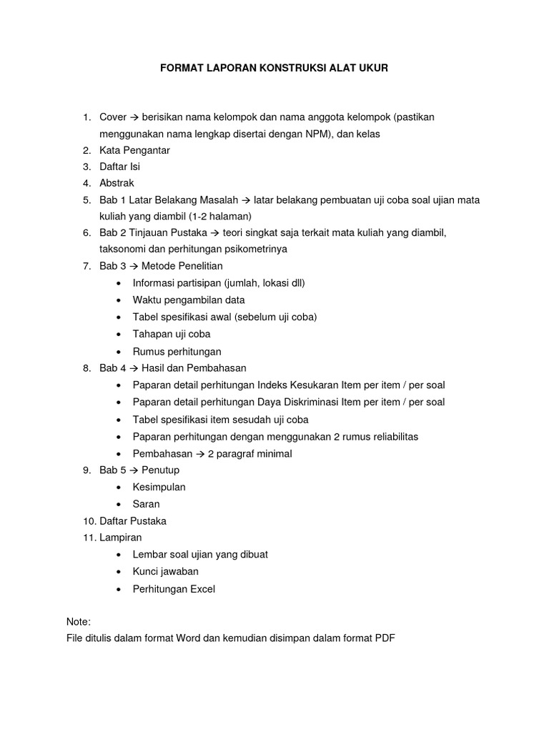 Format Laporan Konstruksi Alat Ukur | PDF