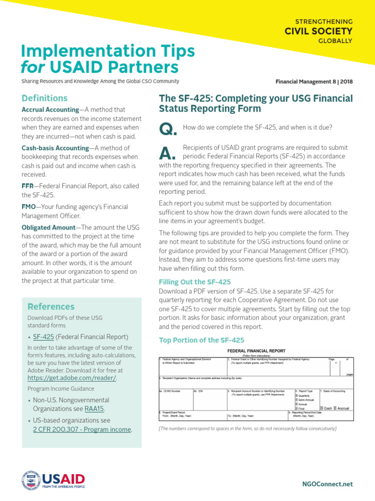 Financial Management - Completing SF-425 Form 1 | PDF | Expense | Basis ...