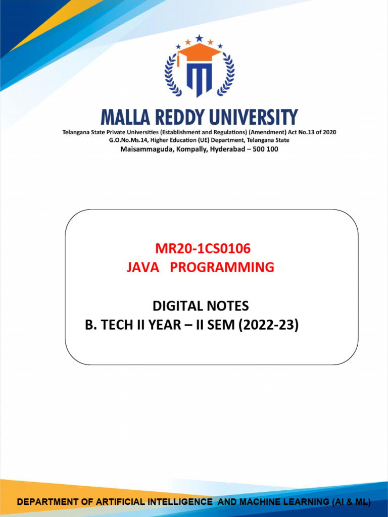 Java Notes Pdf Inheritance Object Oriented Programming Programming