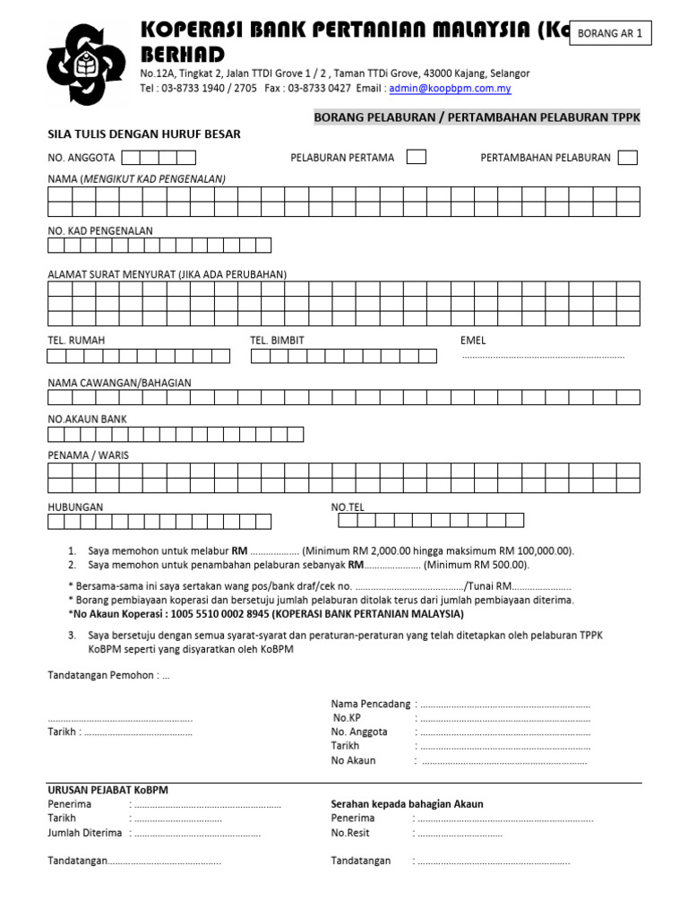 BORANG PELABURAN TPPK 100k . | PDF