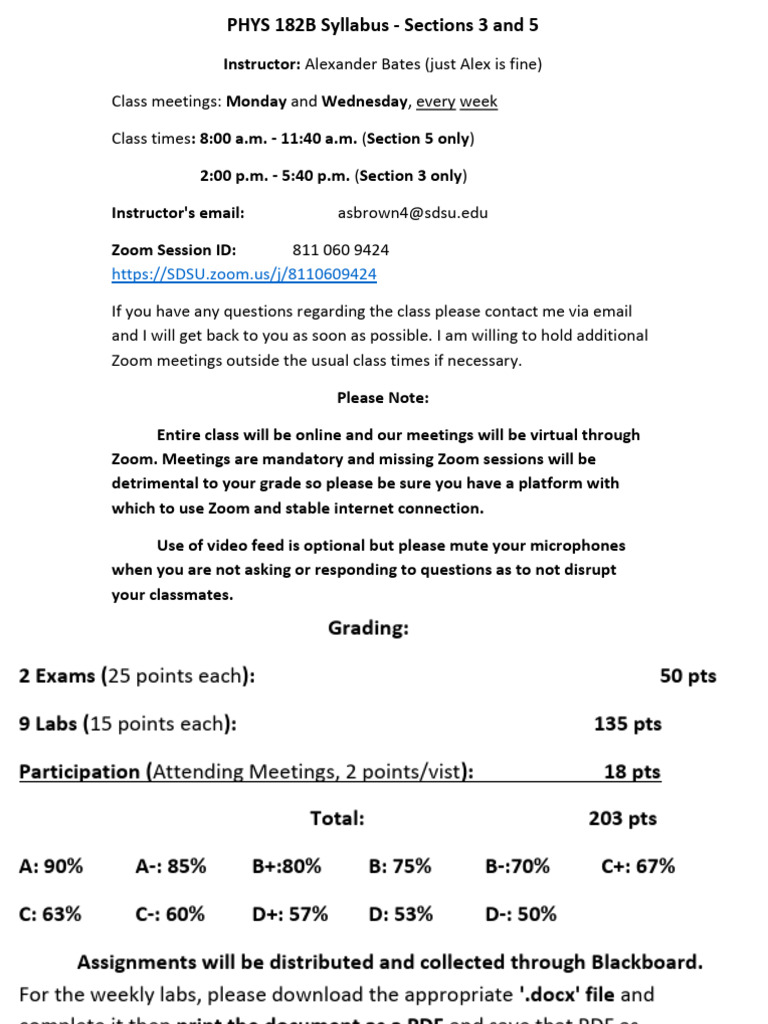 Phys 182B Syllabus | PDF | Self-Improvement