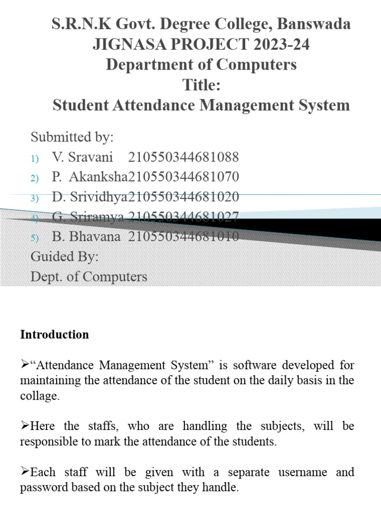 Student Attendance Management System | PDF | Databases | Information Technology Management