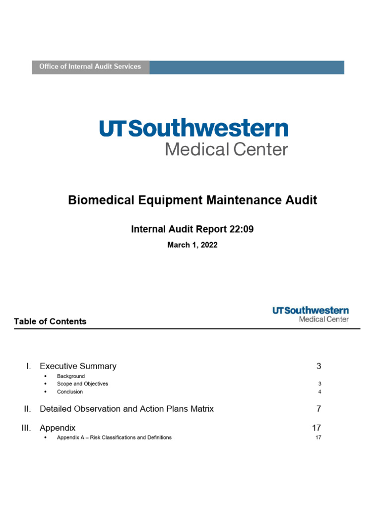 Imh Biomedical Equipment Maintenance Report | PDF | Audit | Internal Audit