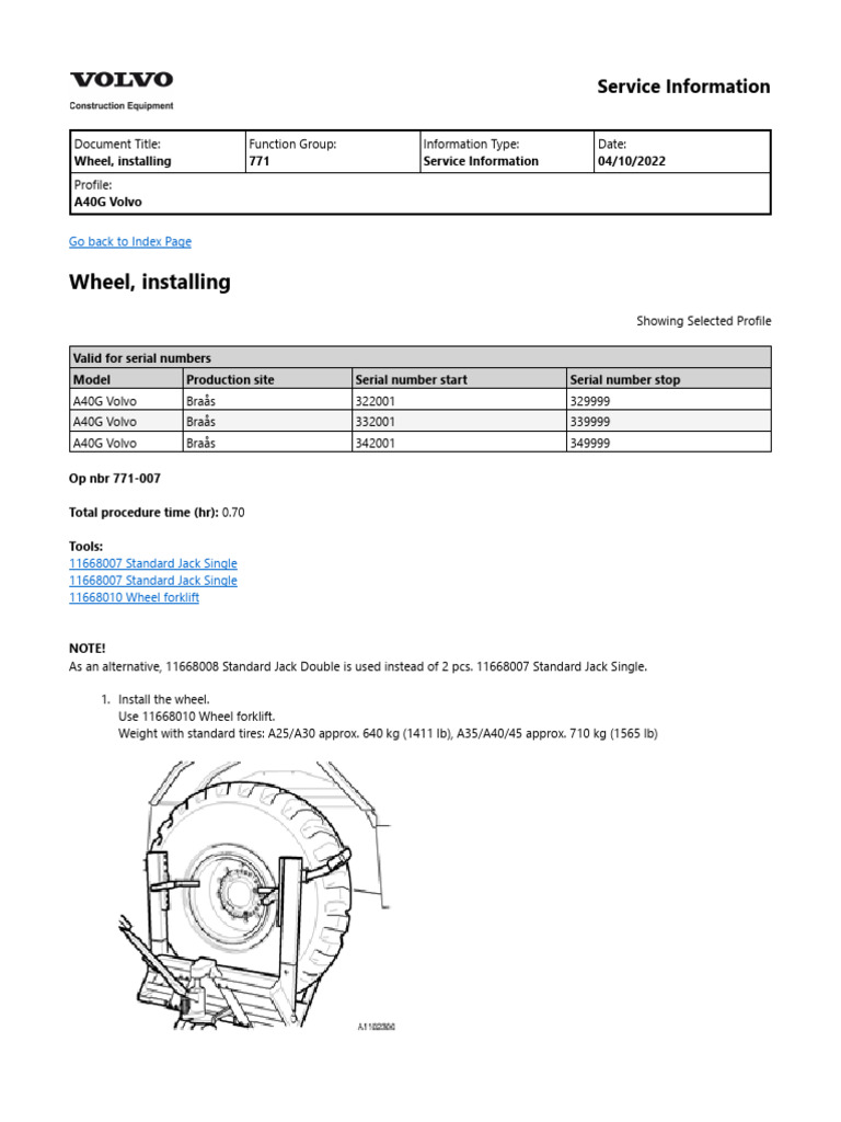 Install Tyre Volvo A40G | PDF