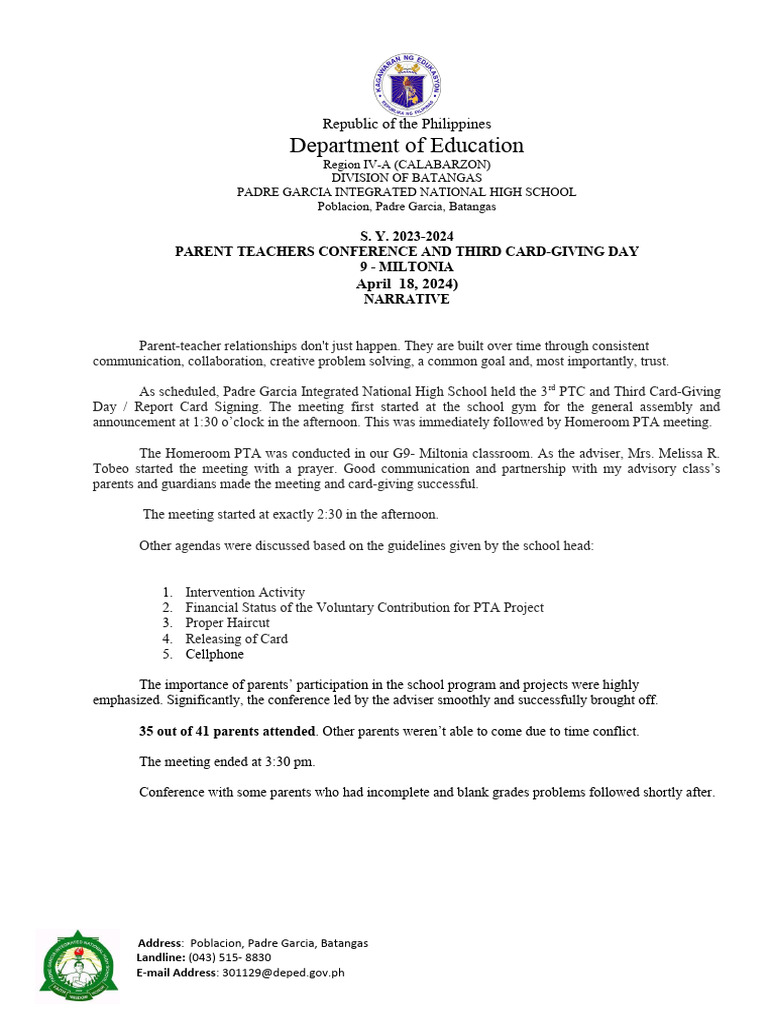 3RD HPTA Meeting 2022 2023 | PDF | Educational Organizations