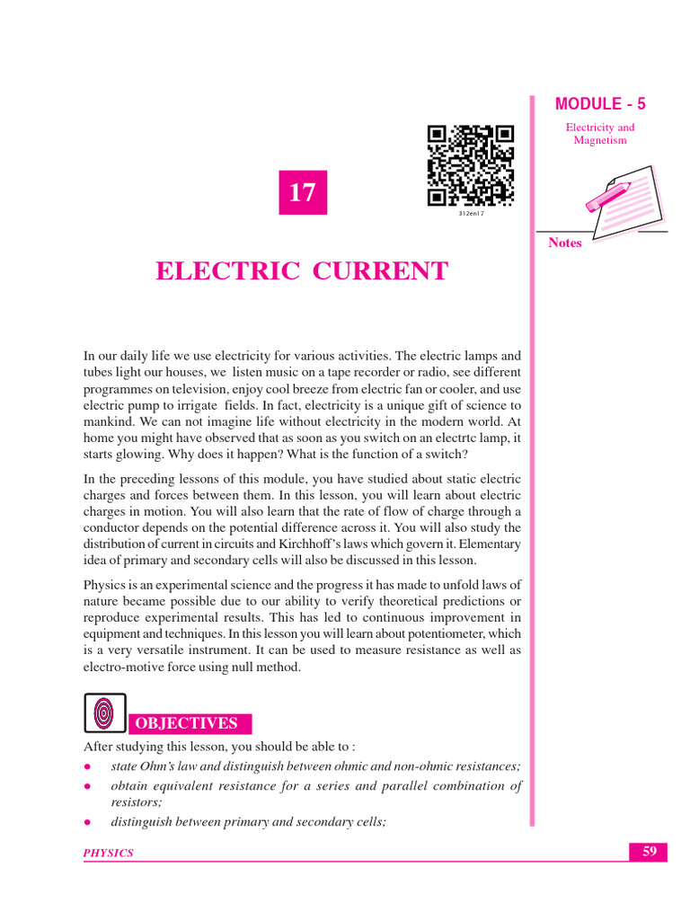 312 Physics Eng Lesson17 | PDF | Series And Parallel Circuits | Electrical Resistivity And ...