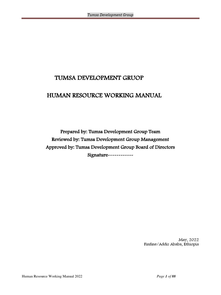 TDG HR Working Manual 2022 1 | PDF | Employment | Human Resource Management