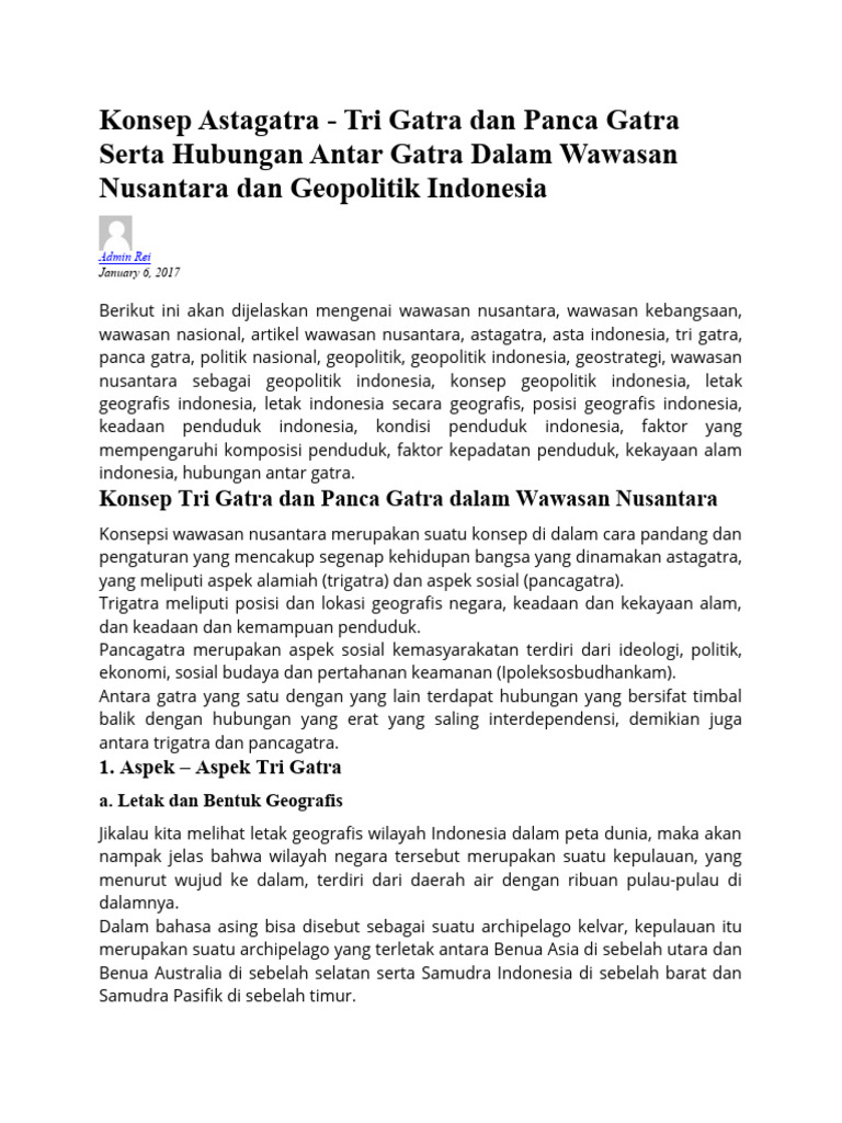 Konsep Astagatra | PDF | Ilmu Sosial | Sejarah