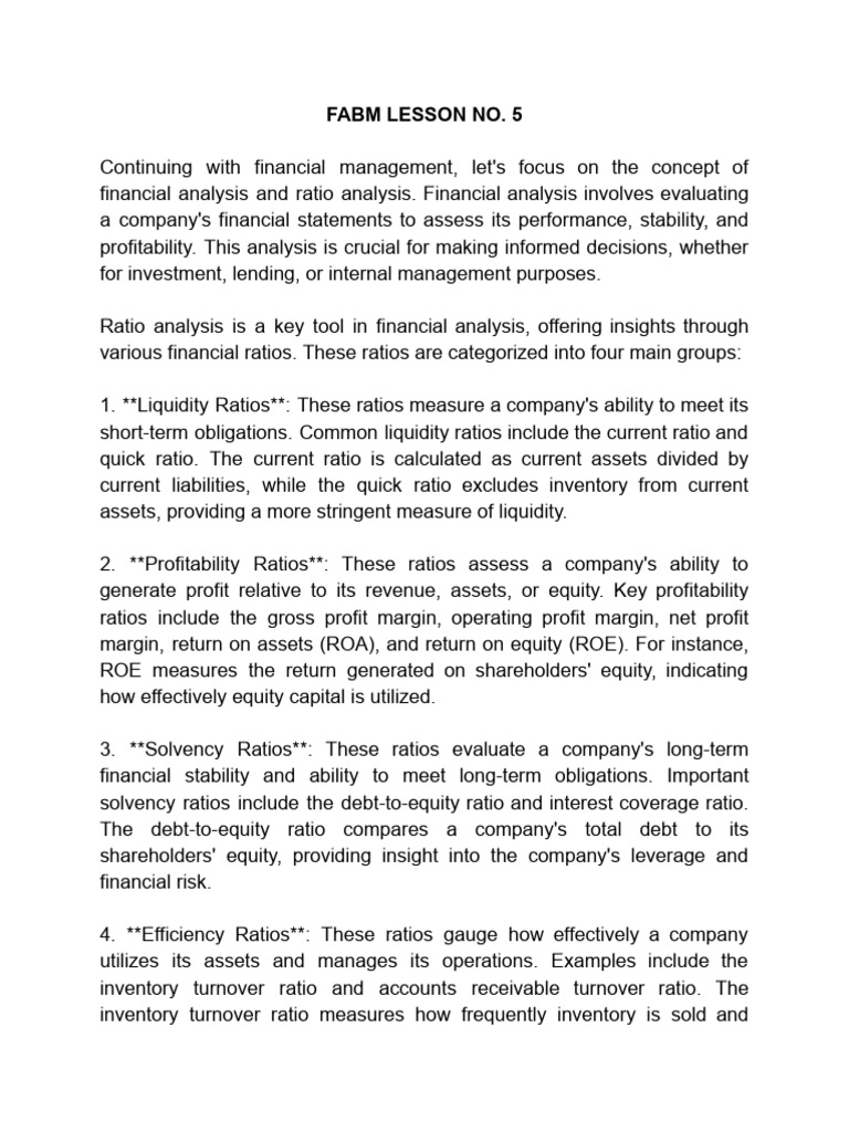 Accounting Lesson FABM NO. 5 | PDF | Equity (Finance) | Financial Ratio