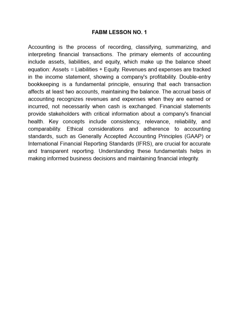 Accounting Lesson FABM | PDF