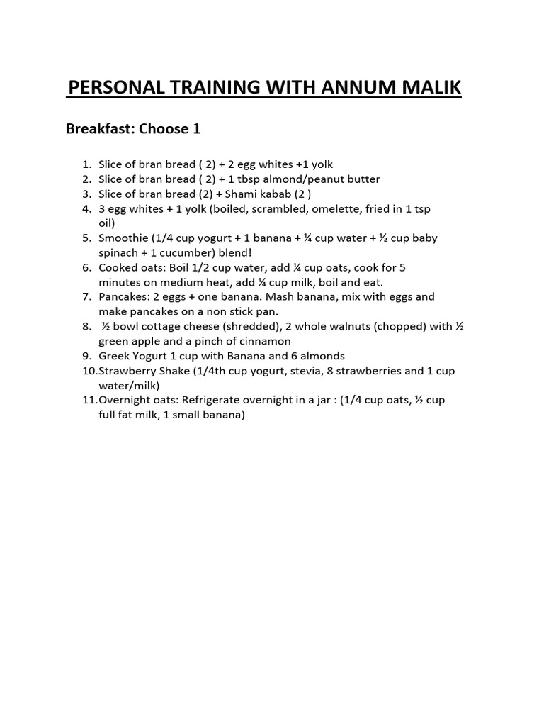 Breakfast Options (2C) | PDF