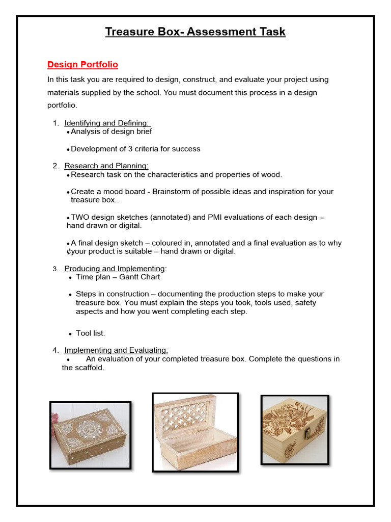 Timber Assessment Task Treasure Box Scaffold | PDF | Lumber | Wood
