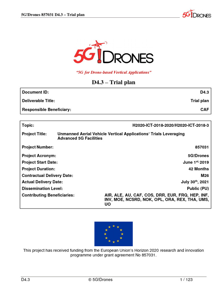 D4.3 Trial Plan | PDF | Unmanned Aerial Vehicle | Lte (Telecommunication)