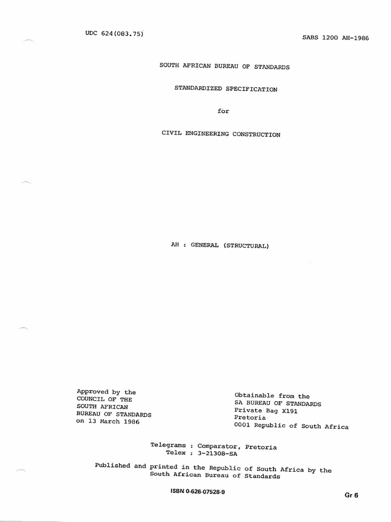 SABS 1200 AH-1986 (General Structural) | PDF