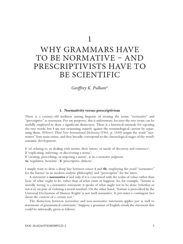 2023 - Why Grammar Have To Be Normative - and Prescriptivists Have To ...