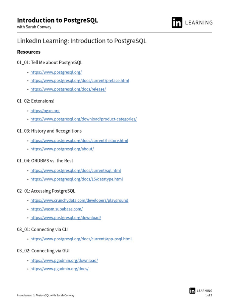 PostgreSQL Resources | PDF