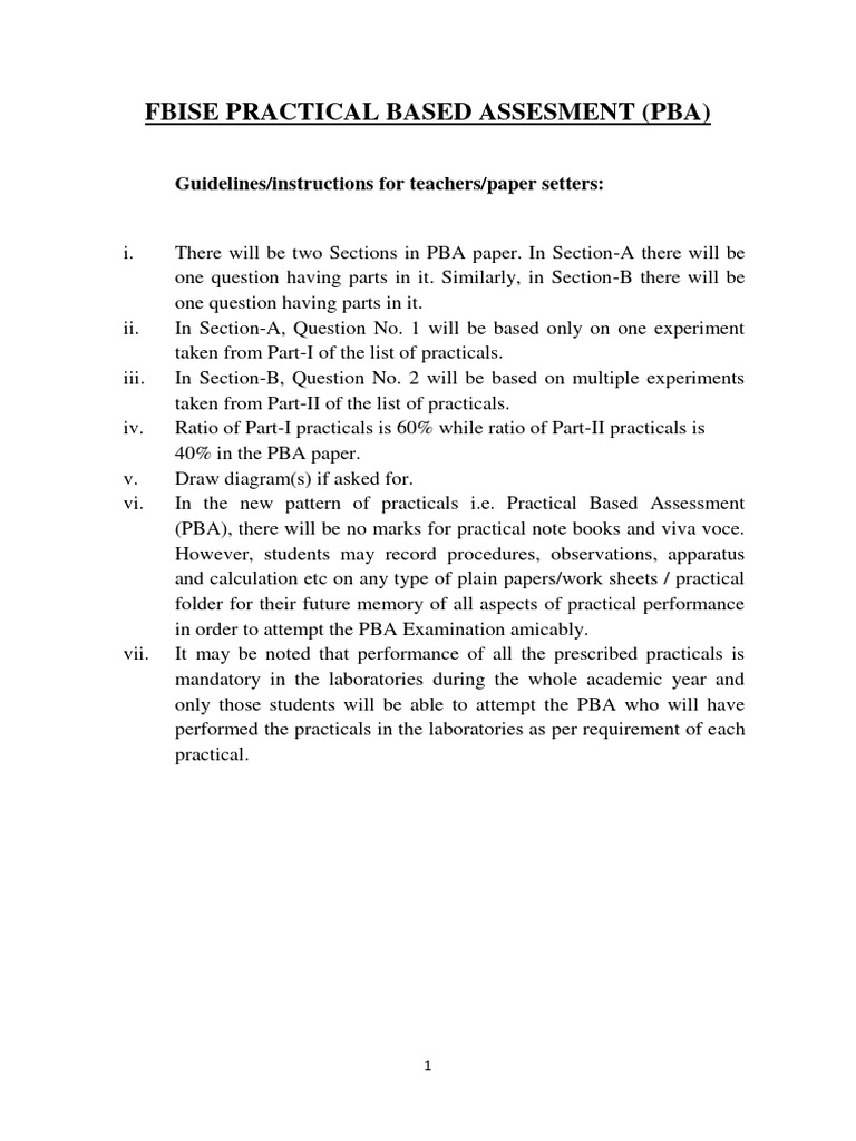 FBISE HSSC-I Chemistry PBA Guidelines | PDF | Sodium Carbonate ...