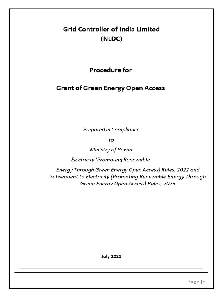 Procedure of Green Energy Open Access Revision 3 | PDF | Indemnity ...
