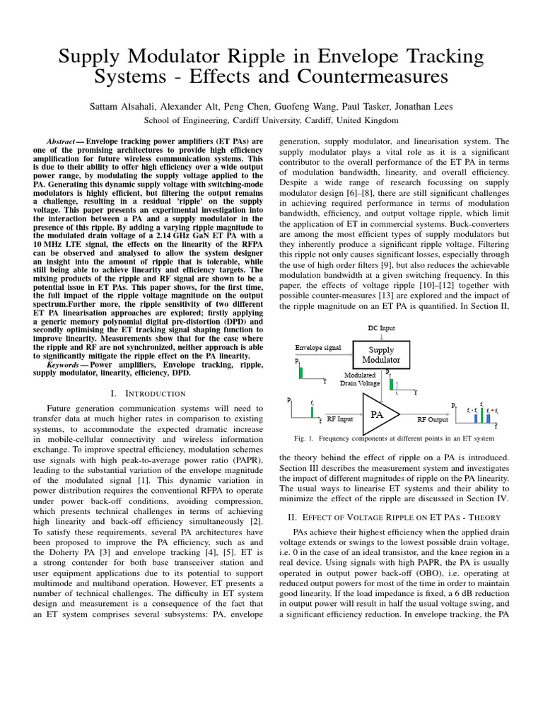 Supply Modulator Ripple in Envelope Tracking | PDF | Amplifier | Modulation