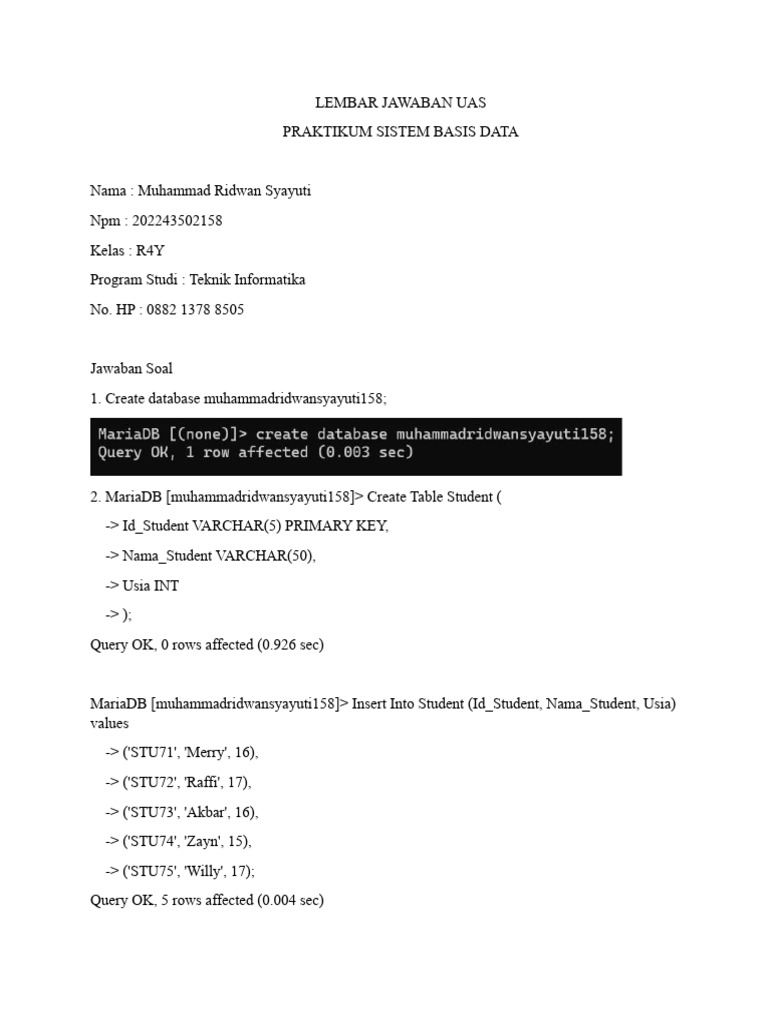 MuhammadRidwanSyayuti R4Y UAS PSBD | PDF | Information Science | Computing