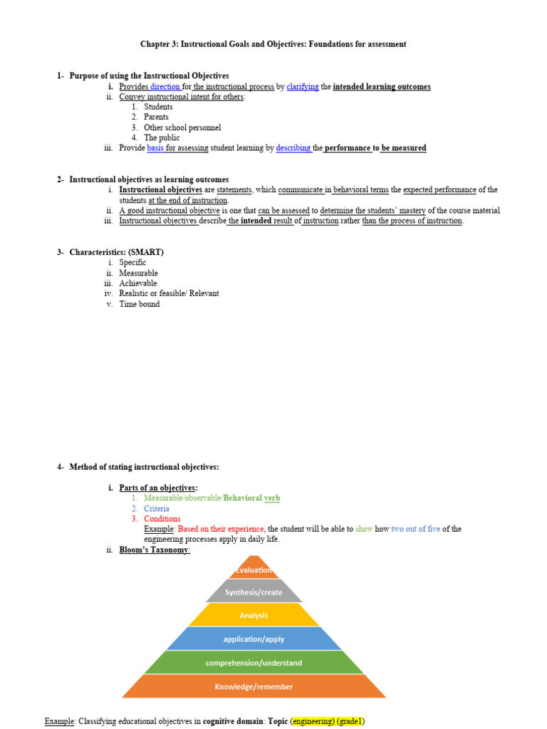 Chapter 3 - Educational Objectives | PDF | Learning | Knowledge