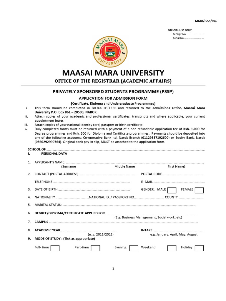 Admissions Undergraduate Application Form | PDF