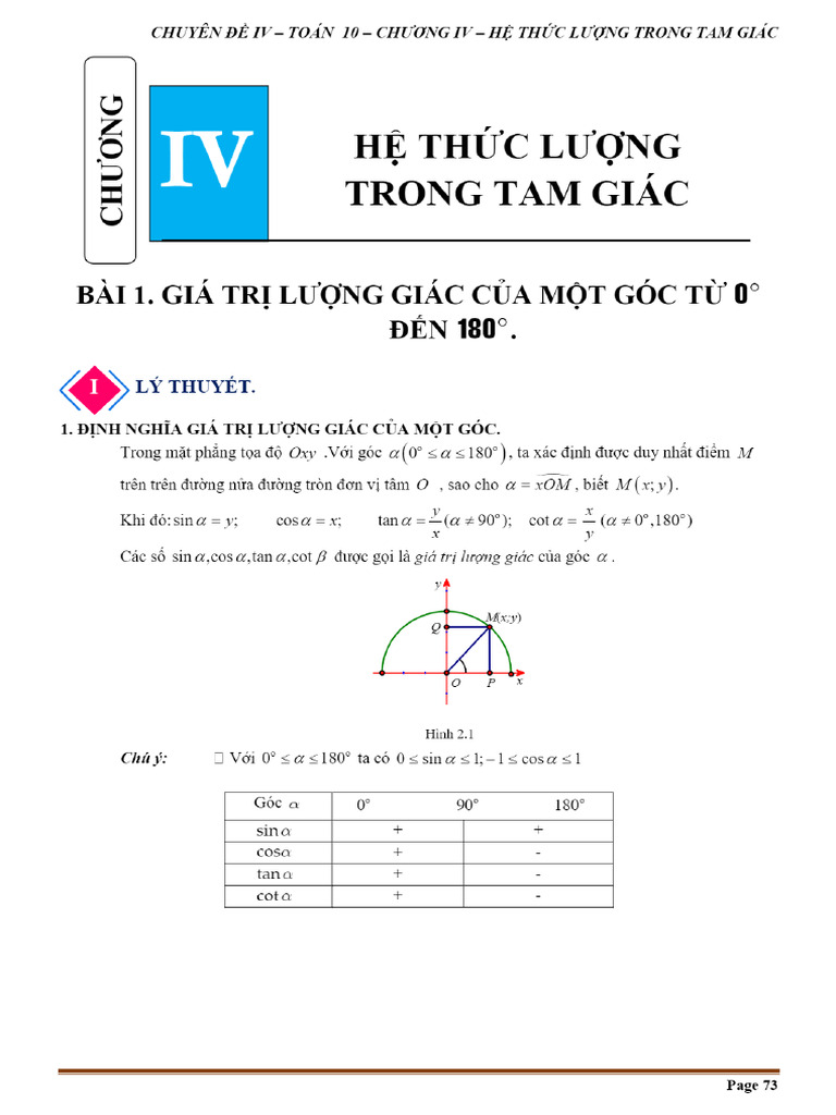 Hệ Thức Lượng Toán 10 CTST | PDF