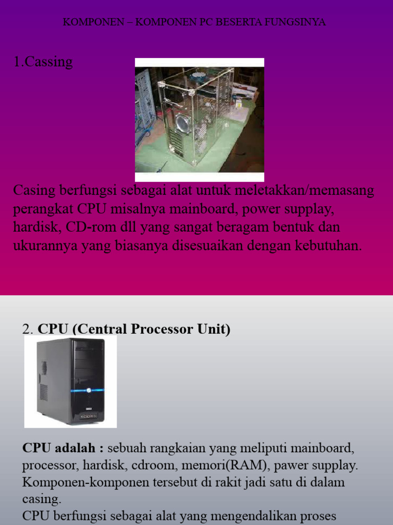 Komponen PC dan Fungsinya untuk Pemula | PDF