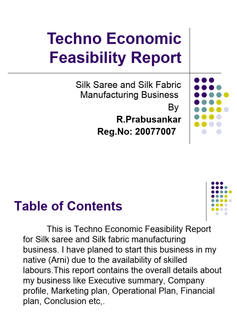 Techno Economic Feasibility Report | PDF | Textiles | Silk