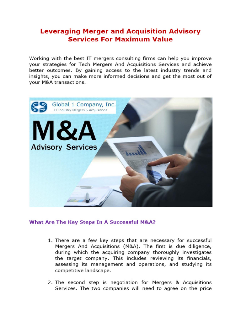 Leveraging Merger and Acquisition Advisory Services For Maximum Value ...