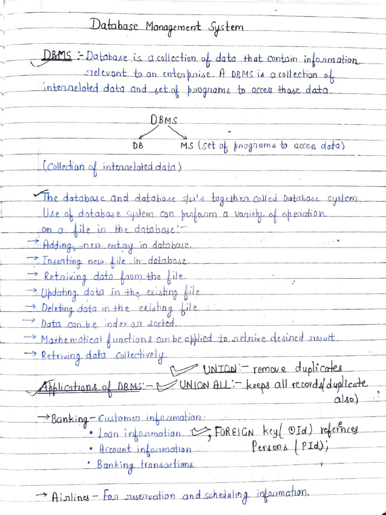 Unit1 Handwritten Notes | PDF | Databases | Relational Database