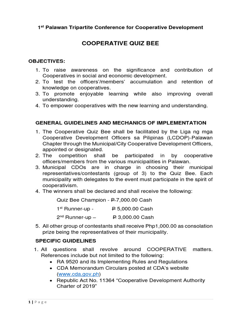 Coop Quiz Bee Final Mechanics | PDF