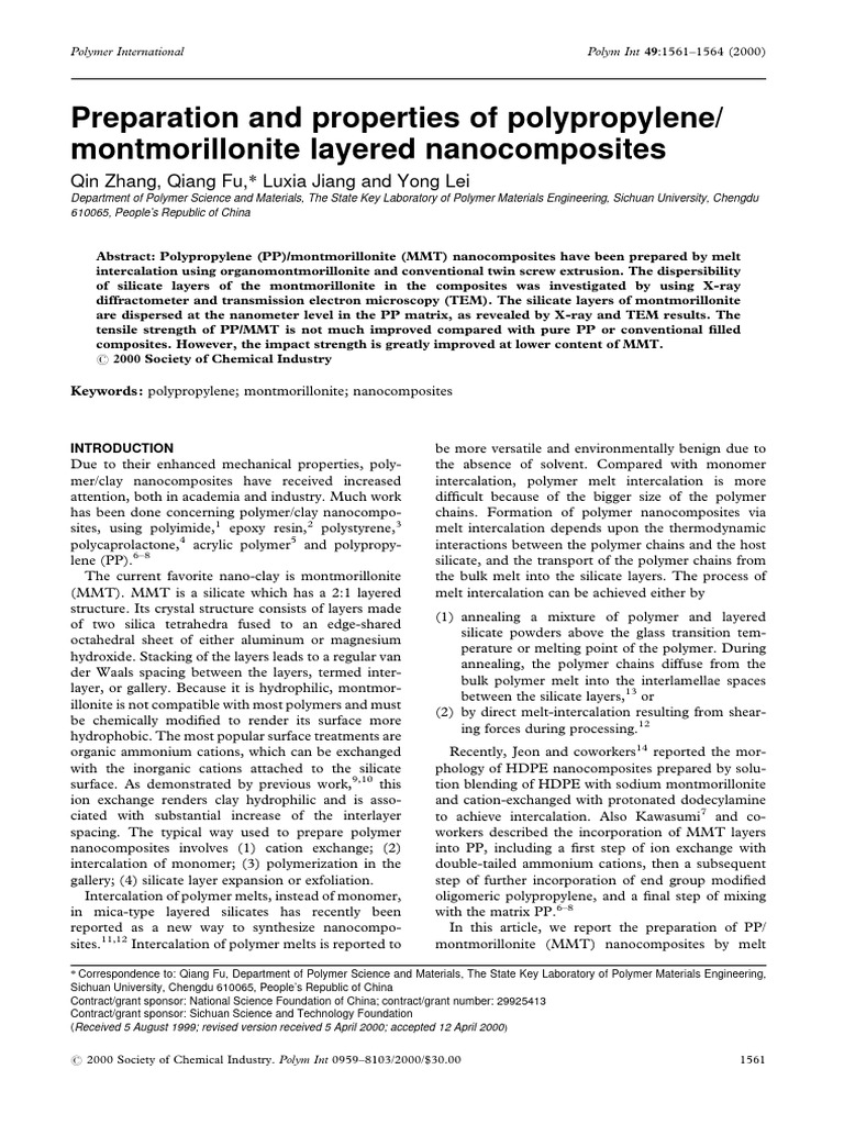 Preparation and Properties of Polypropylene | PDF | Nanocomposite ...