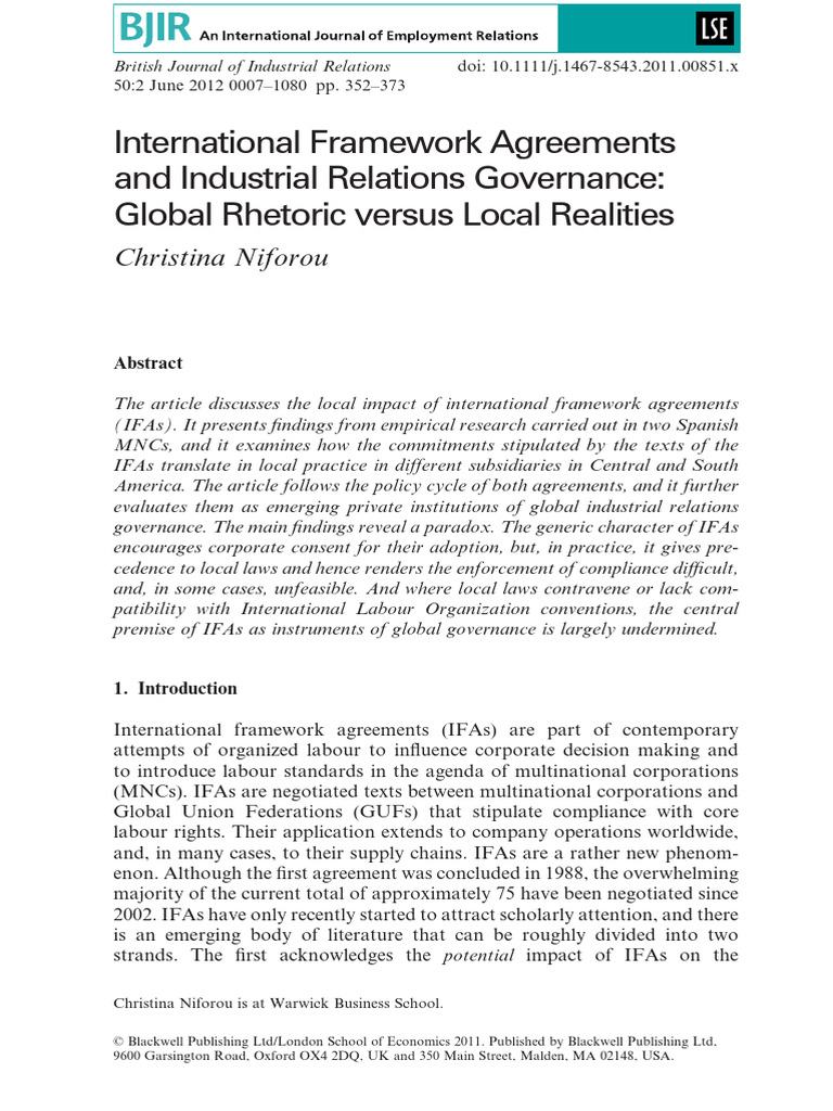 International Framework | PDF | Governance | Labour Law