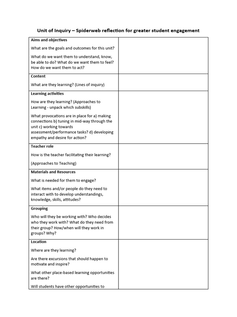 Spiderweb Reflection for Student Engagement | PDF | Wellness