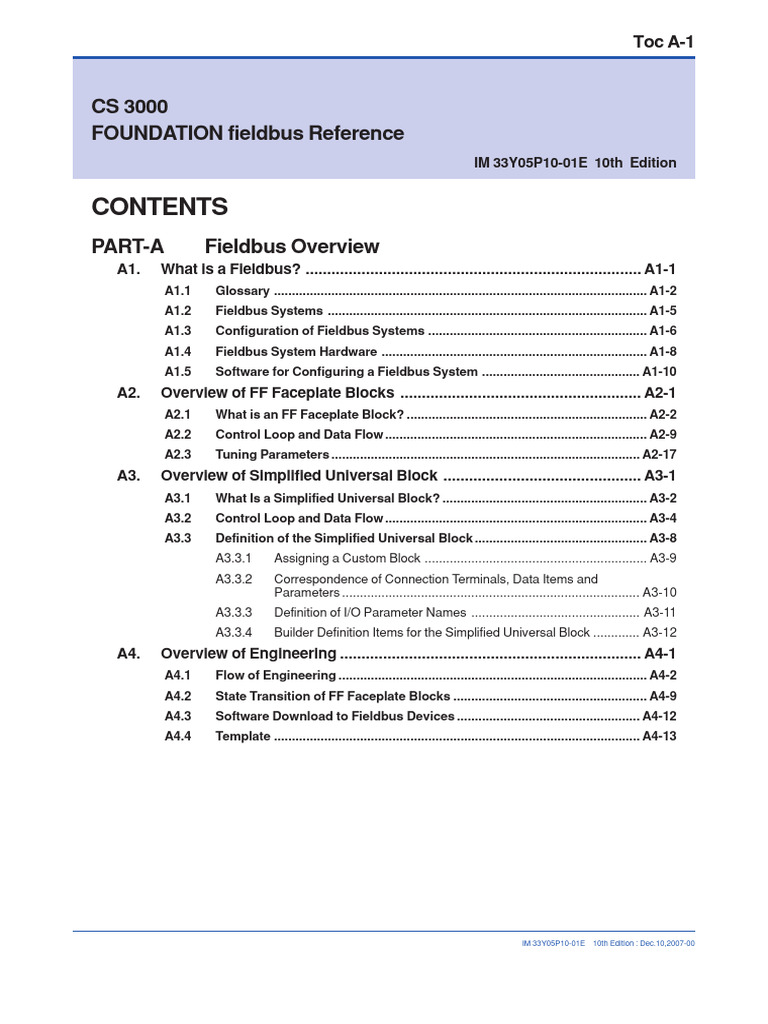 CS 3000 FOUNDATION Fieldbus Reference: Toc A-1 | PDF | Input/Output | Parameter (Computer ...