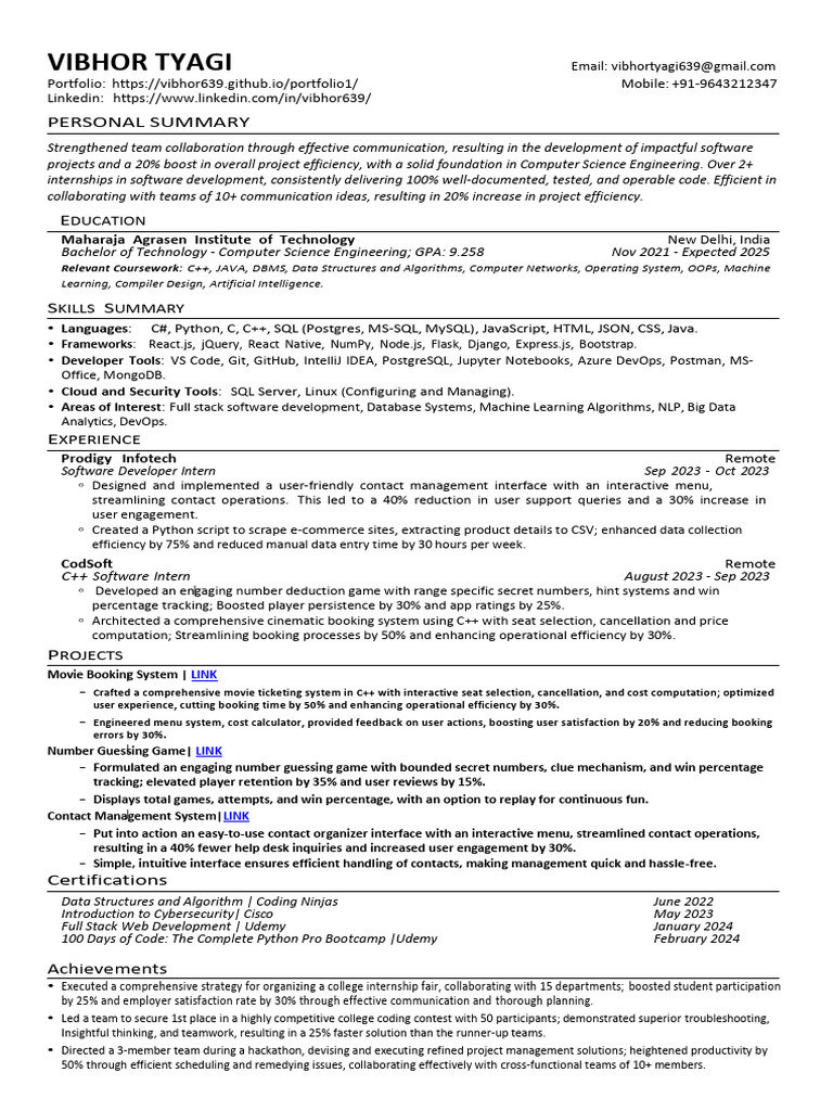 Vibhortyagiresume | PDF | Postgre Sql | Microsoft Sql Server