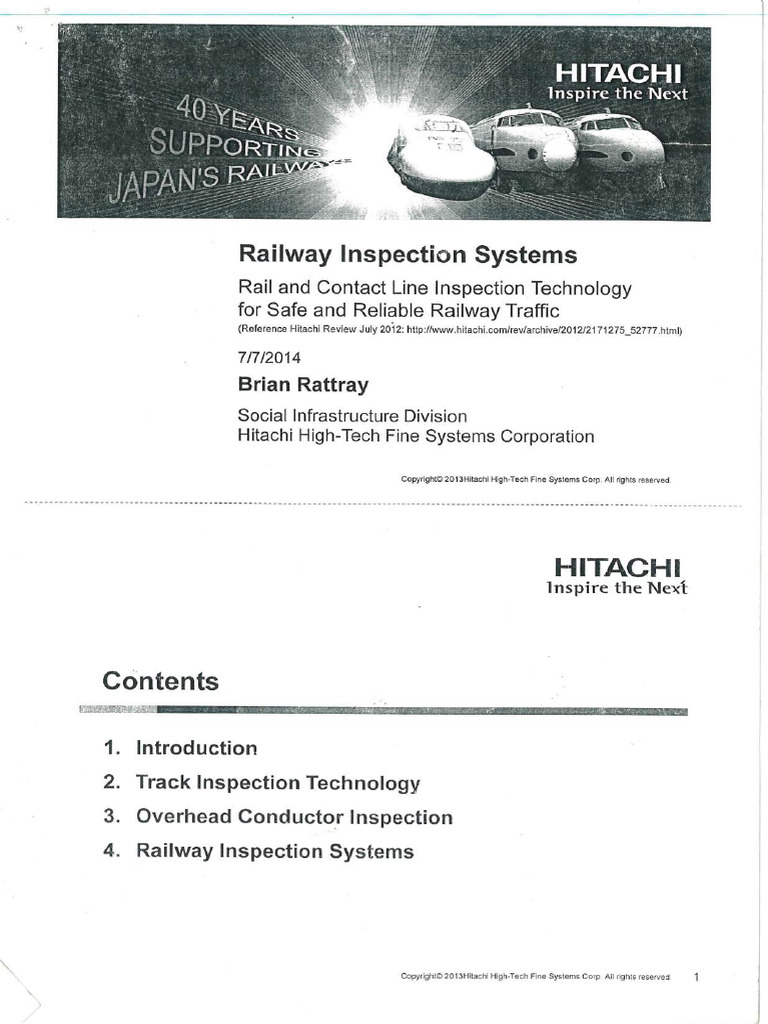 PPT-Hitachi Railway Inspection System | PDF