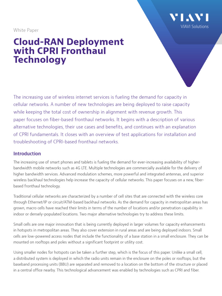 Cloud Ran Deployment Cpri Fronthaul Technology White Papers Books en | PDF | Cellular Network ...