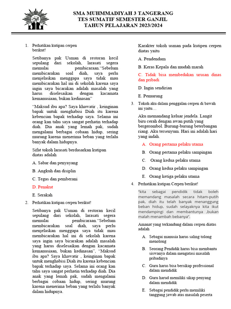 Soal Bindo Pas KLS 11 | PDF