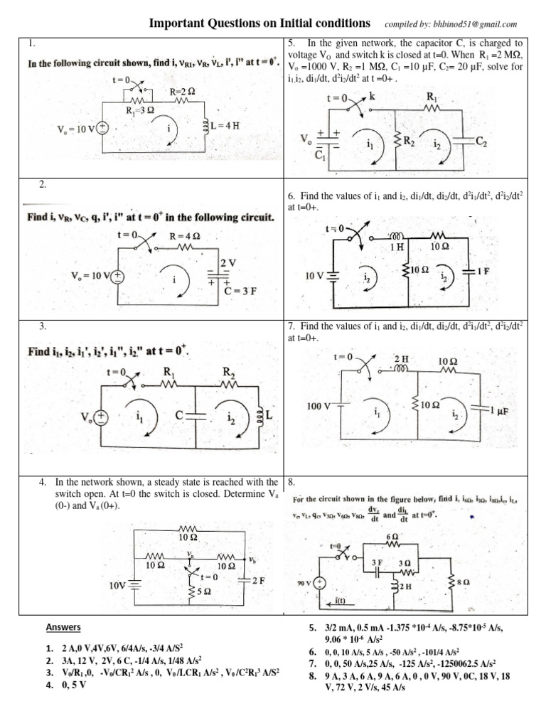 Circuit Analysis at t=0+ Conditions | PDF | Electric Power | Electrical ...