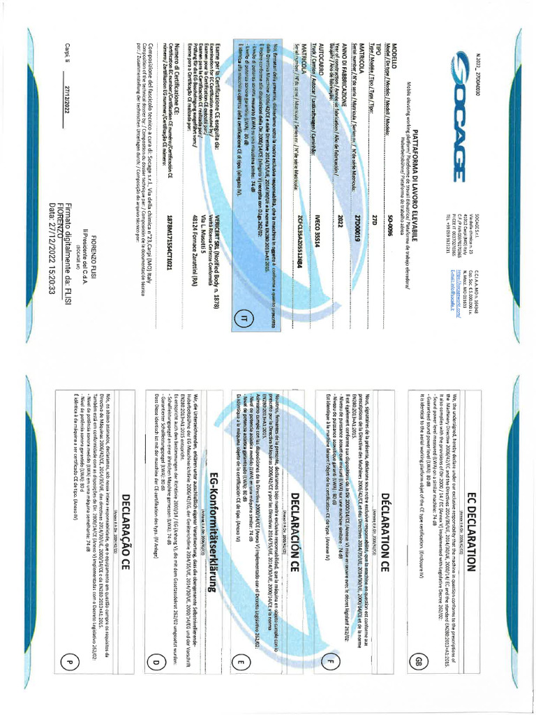 Declaracion de conformidad CE - Adecuacion R.D. 1215 - 97 | PDF