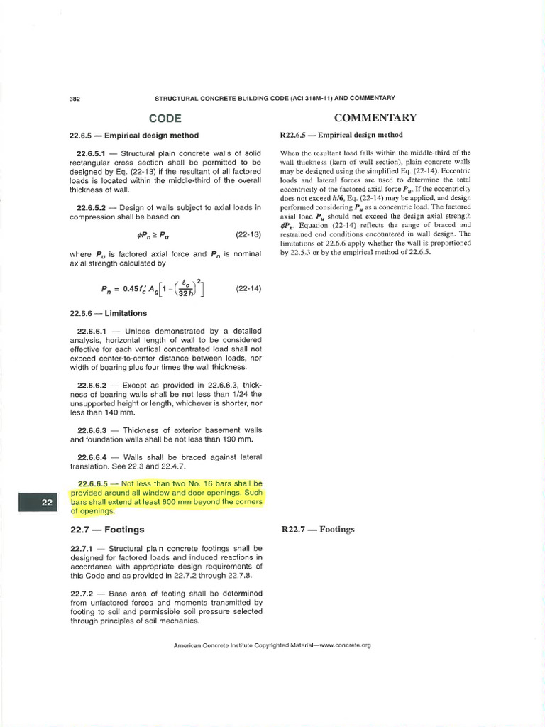 Minimum Reinforcement Around Openings | PDF