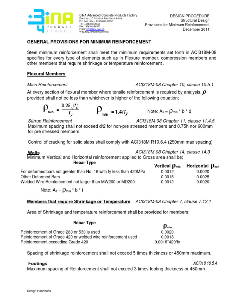 Provisions For Minimum Reinforcement | PDF | Materials | Building ...