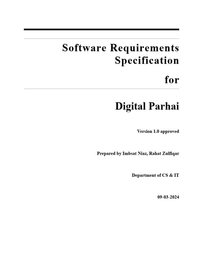 Software Requirements Specification For Digital Parhai: Version 1.0 Approved | PDF | Graphical ...