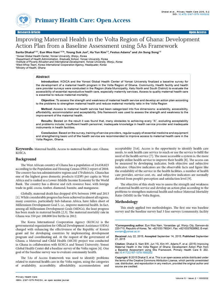 Improving Maternal Health in The Volta Region of Ghana Development ...
