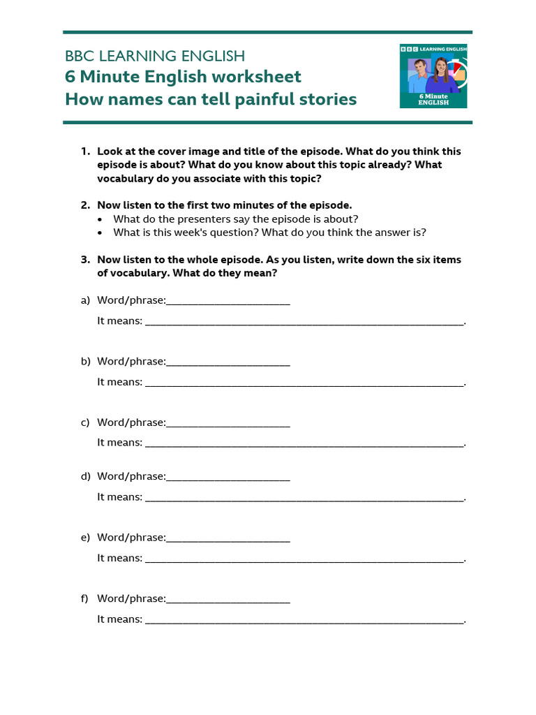 Names and Their Painful Stories | PDF | English Language | Phrase