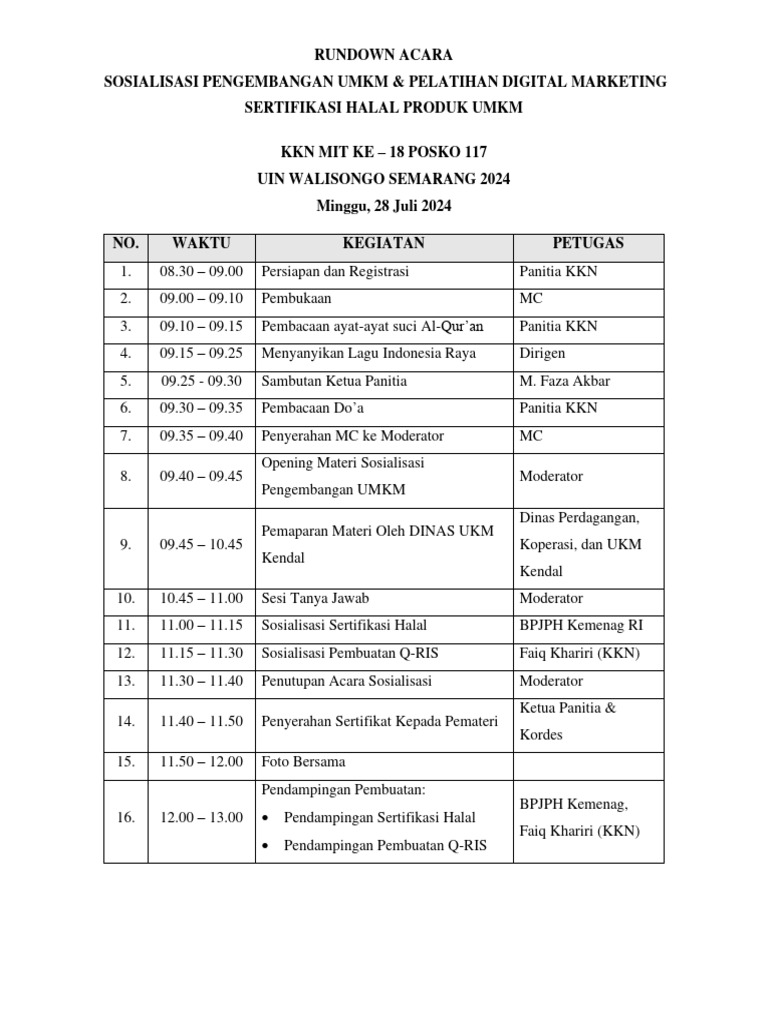Rundown Kegiatan Sosialisasi Umkm | PDF | Teknologi & Rekayasa
