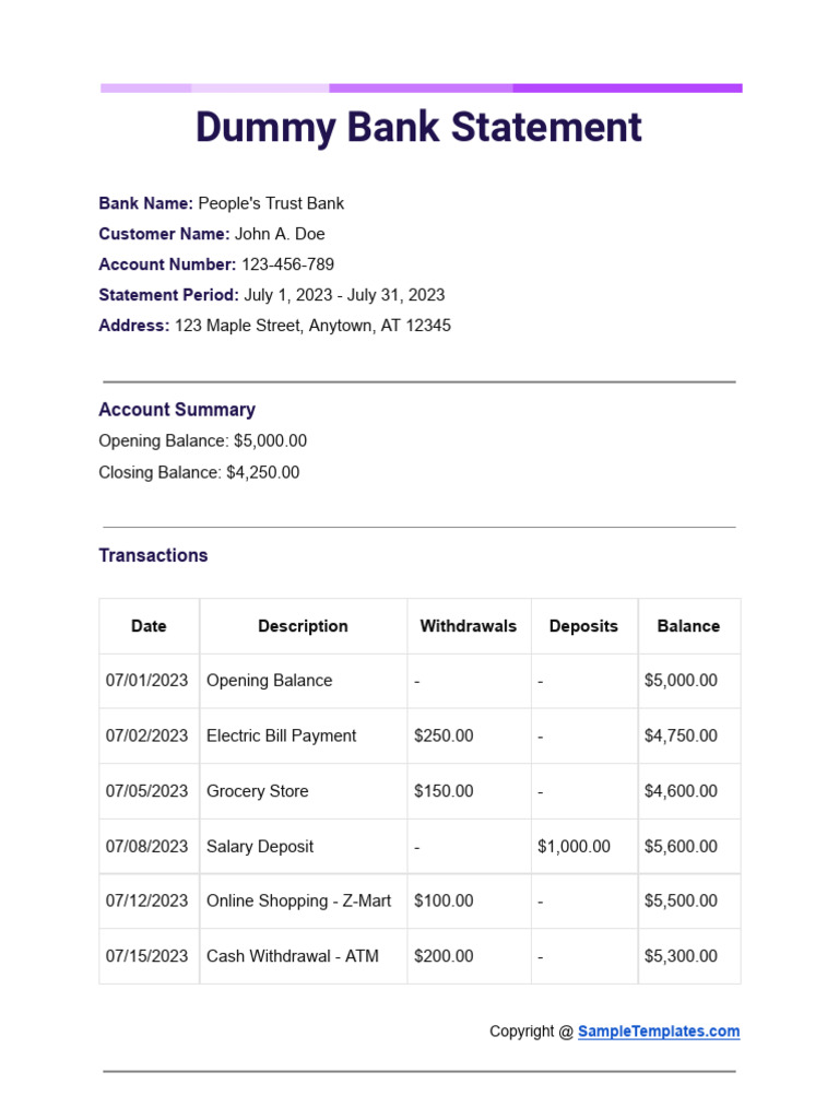 July 2023 Bank Statement Summary | PDF | Business | Finance & Money Management
